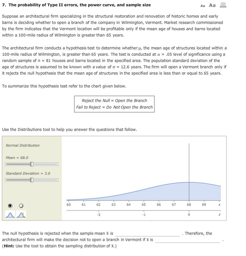 Solved 7. The probability of Type II errors, the power | Chegg.com