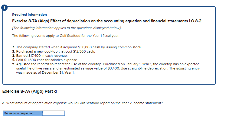 Solved Required Information Exercise 8-7A (Algo) Effect of | Chegg.com