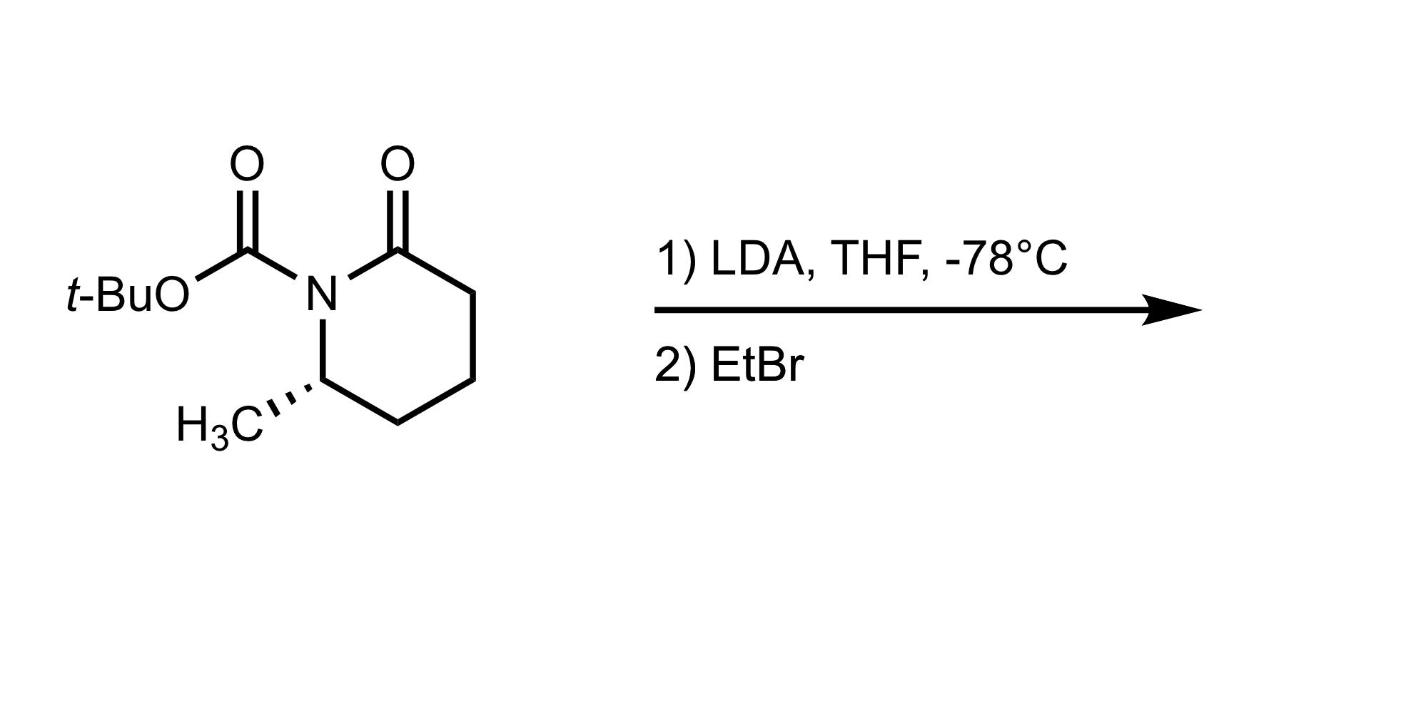 Solved 1) LDA, THF, -78°C t-Buo N 2) EtBr H3C ! | Chegg.com