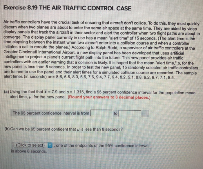 Solved Exercise 8.19 THE AIR TRAFFIC CONTROL CASE Air | Chegg.com