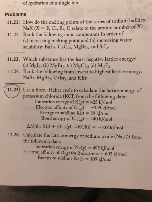 Solved of hydration of a single ion. Problems 11.21. How do | Chegg.com