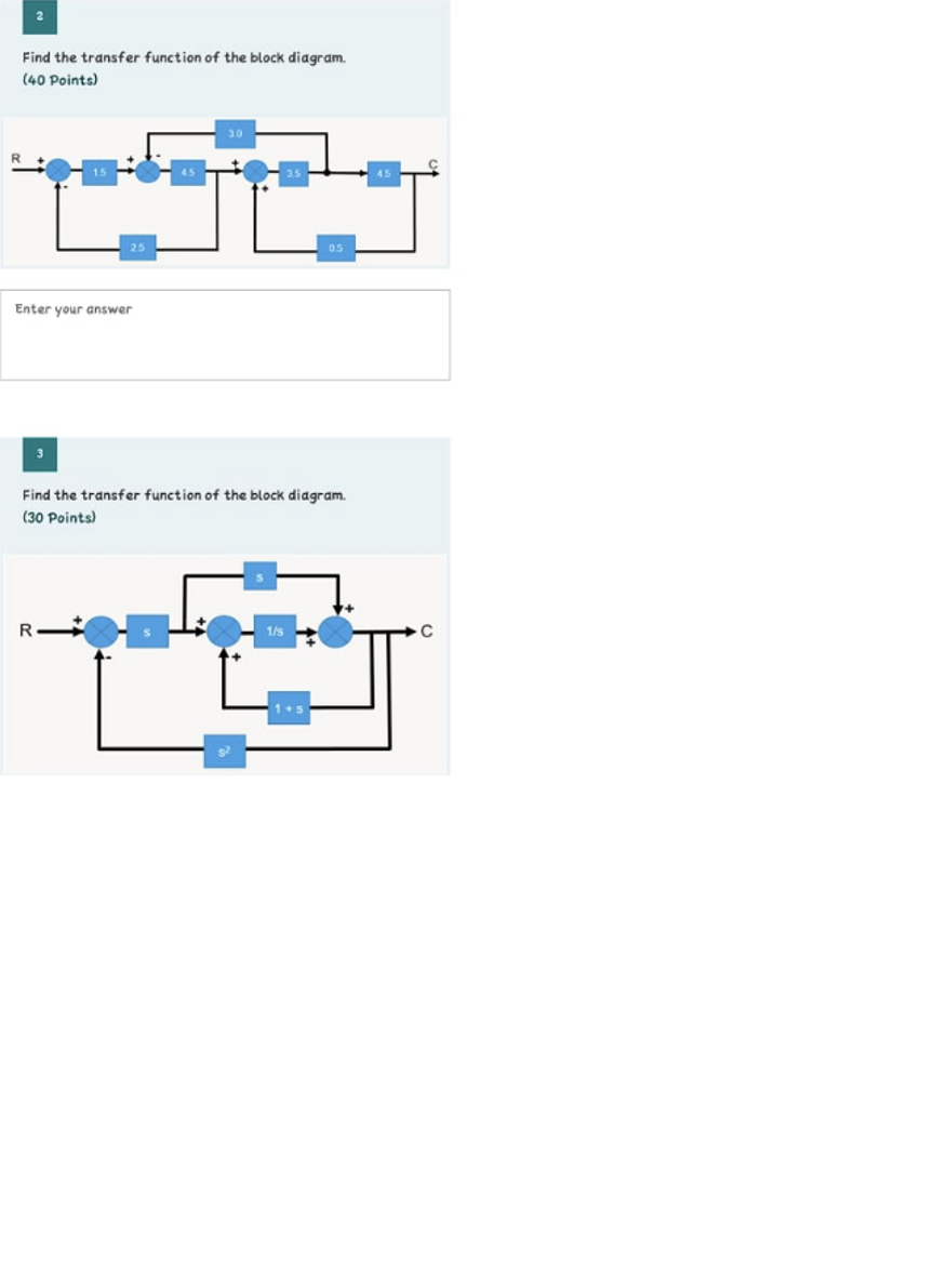 Solved 2 Find the transfer function of the block diagram. | Chegg.com