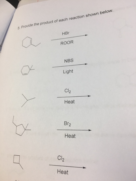 Solved Provide the product of each reaction shown below. HBr | Chegg.com