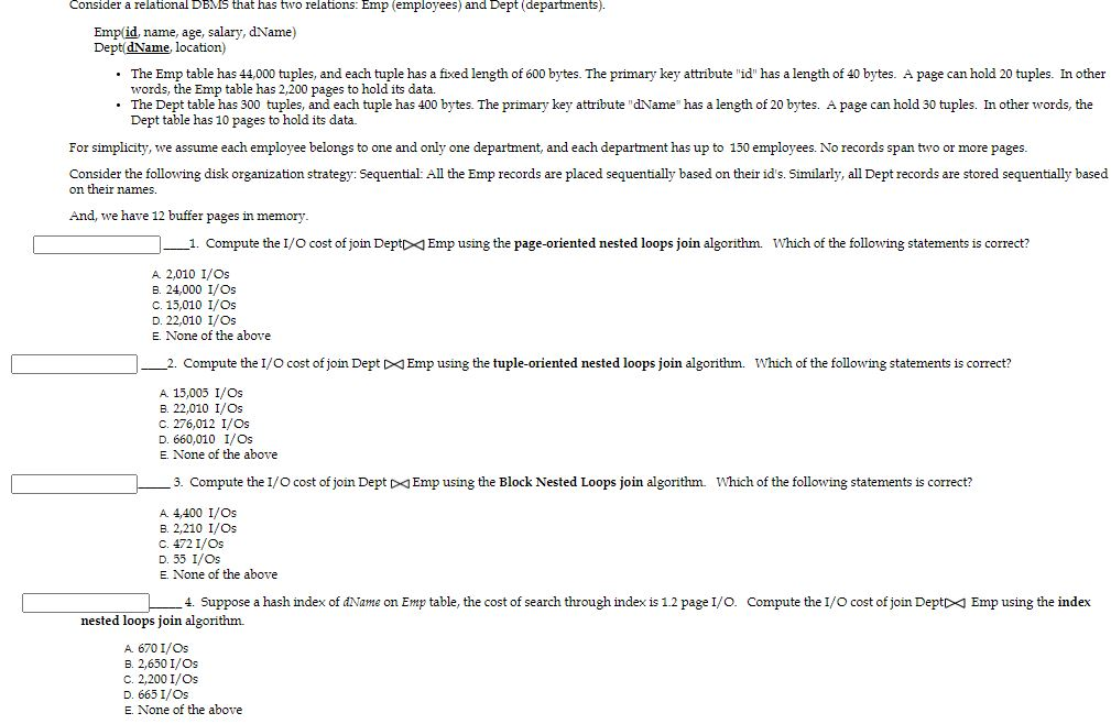 Consider a relational DBMS that has two relations: | Chegg.com