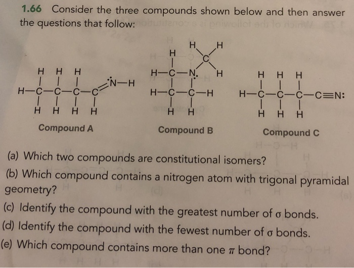 Solved 1.66 Consider the three compounds shown below and | Chegg.com