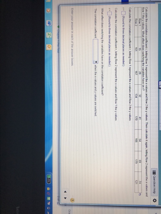 Solved Calculate the correlation coefficient r, letting Row | Chegg.com