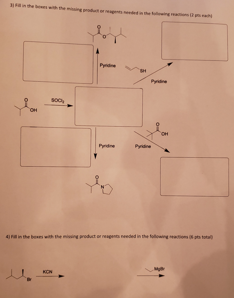 Solved 3) Fill in the boxes with the missing product or | Chegg.com