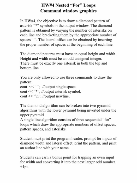 Solved HW#4 Nested "For" Loops Command window graphics In | Chegg.com