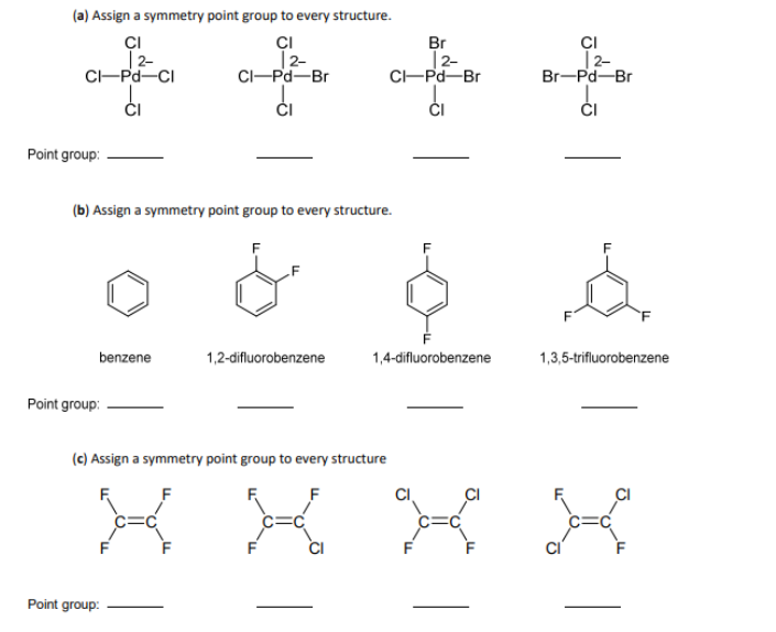 Solved (a) Assign a symmetry point group to every structure | Chegg.com