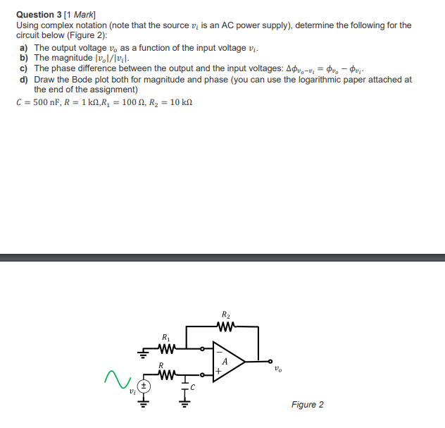 Solved Using complex notation (note that the source 𝑣𝑖 is | Chegg.com