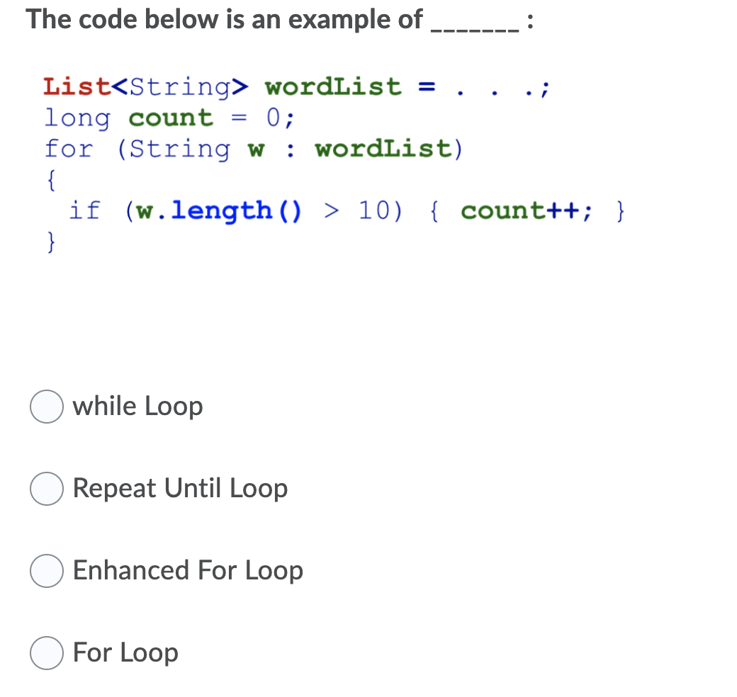 Solved The code below is an example of -------: List | Chegg.com