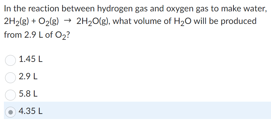 Solved In the reaction between hydrogen gas and oxygen gas | Chegg.com