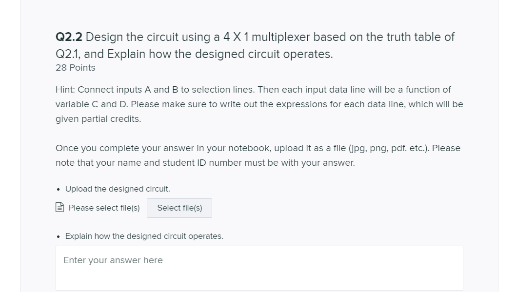 Solved Q2 Combinational Logic Circuit 2 32 Points Design the | Chegg.com
