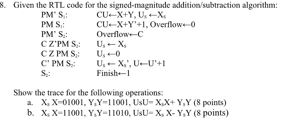 Solved 8. Given the RTL code for the signed-magnitude | Chegg.com