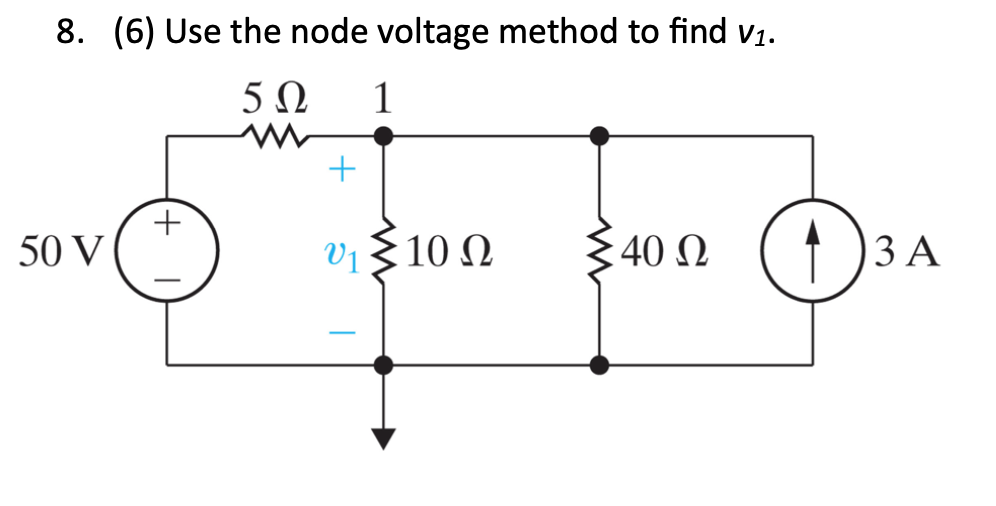 Solved (6) ﻿Use the node voltage method to find v1. | Chegg.com