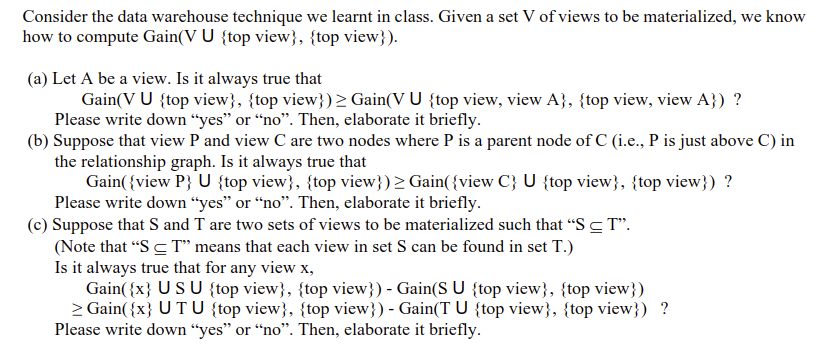 Solved Consider the data warehouse technique we learnt in | Chegg.com