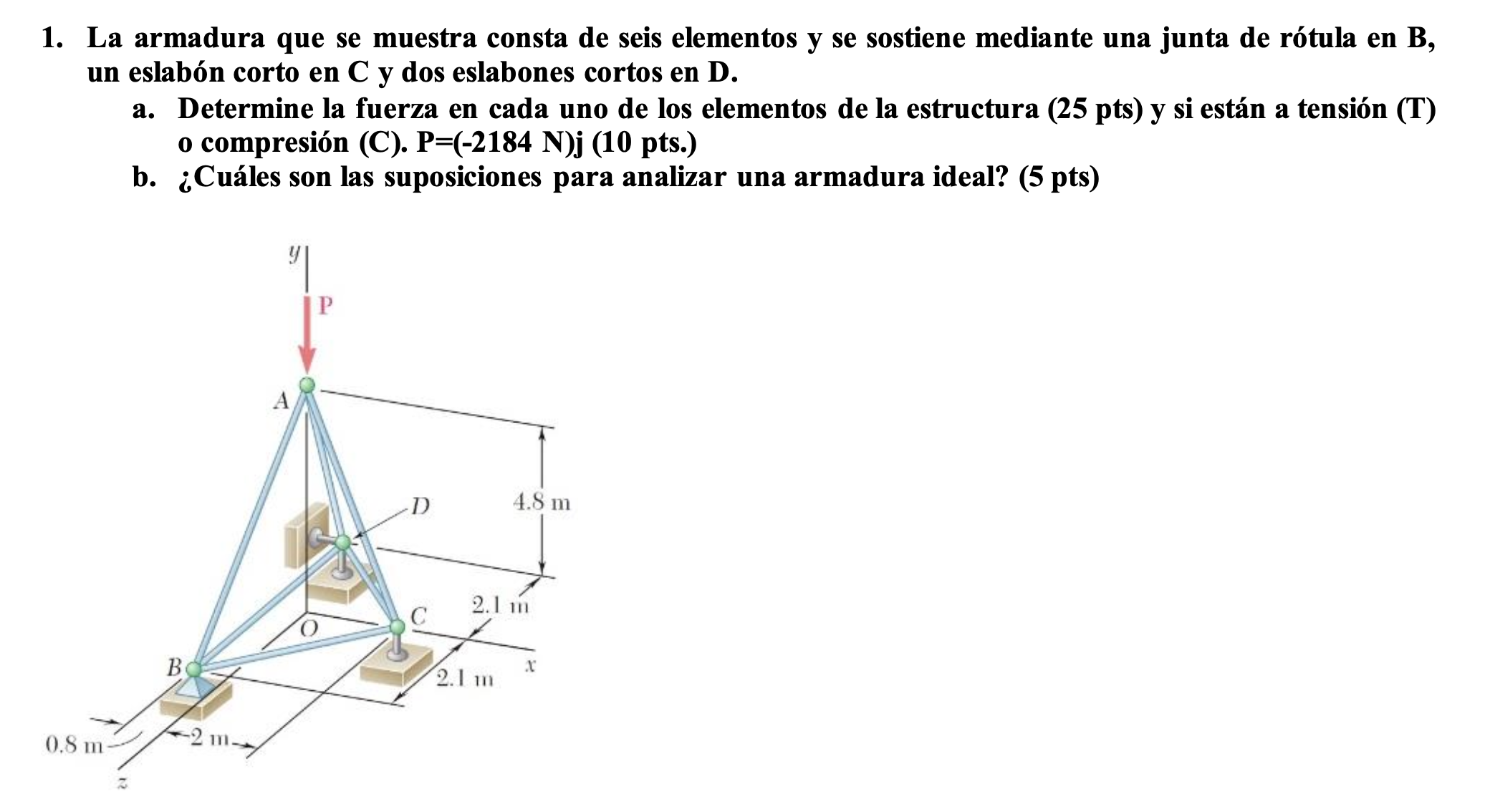 Solved 1. La armadura que se muestra consta de seis | Chegg.com