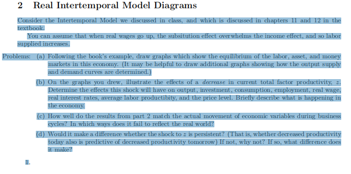 N Real Intertemporal Model Diagrams Consider the | Chegg.com