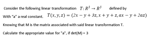 Solved Consider the following linear transformation T:R3→R3 | Chegg.com