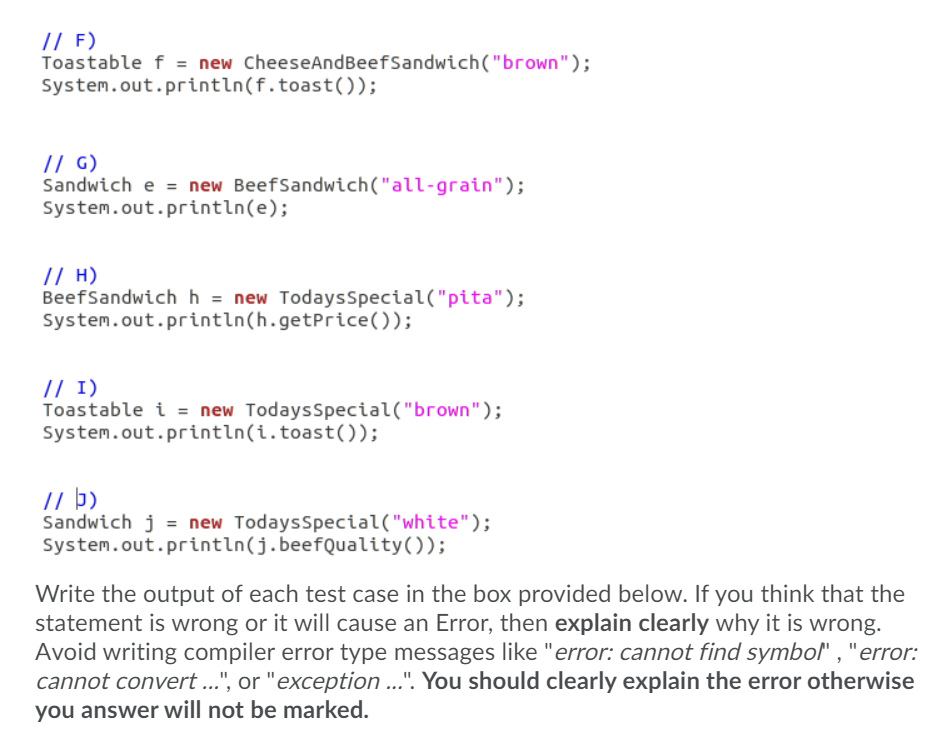 Solved interface Toastable { String toast(); } // --- | Chegg.com