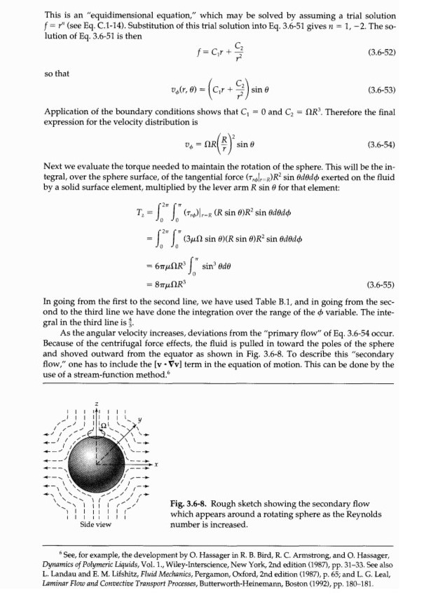 Solved EXAMPLE 3.6-5 Flow near a Slowly Rotating Sphere A | Chegg.com