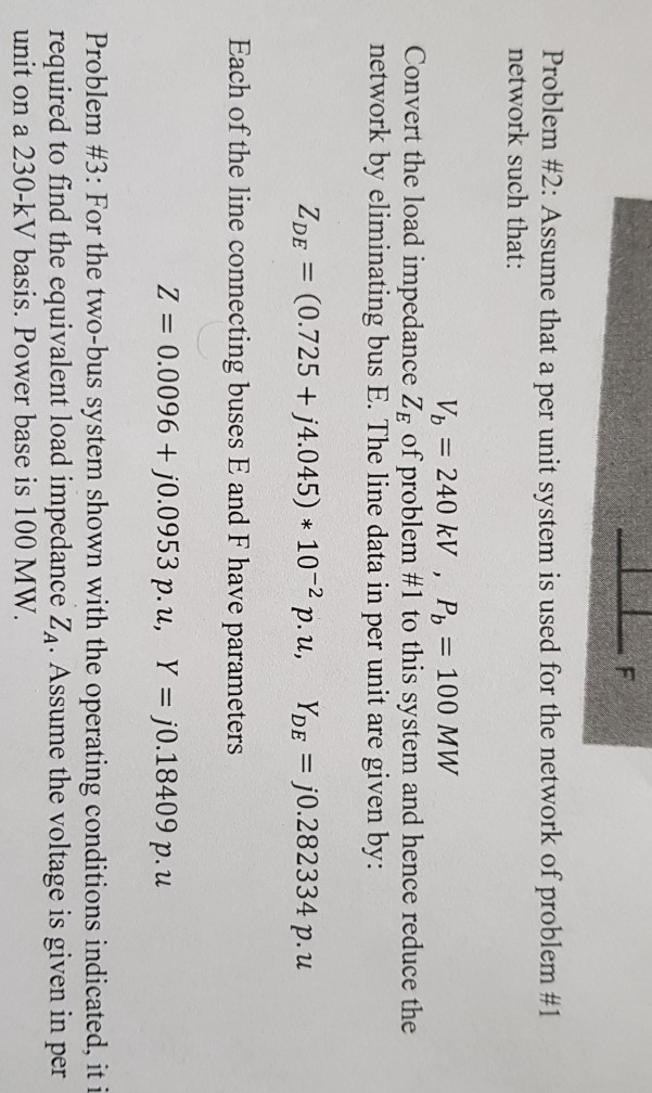 Solved Problem #2: Assume that a per unit system is used for | Chegg.com