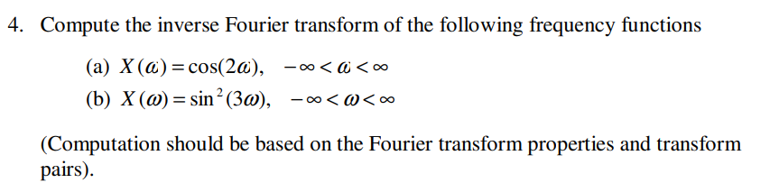 Solved Compute the inverse Fourier transform of the | Chegg.com