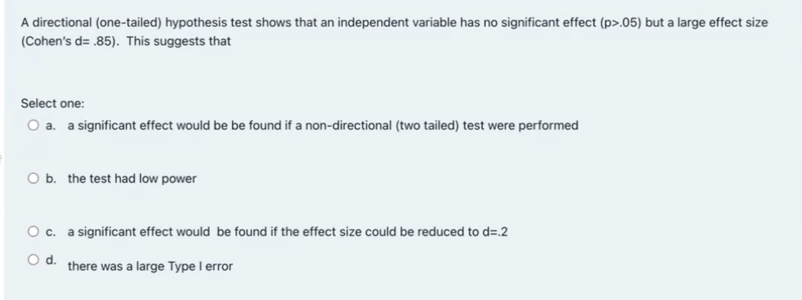 Solved A Directional One Tailed Hypothesis Test Shows That 0020