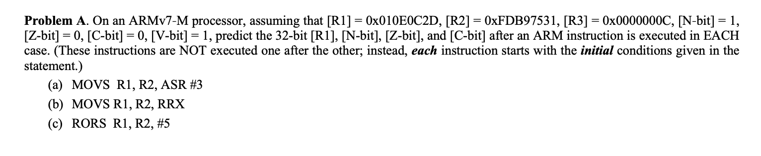 Solved Problem A. On an ARMv7-M processor, assuming that | Chegg.com