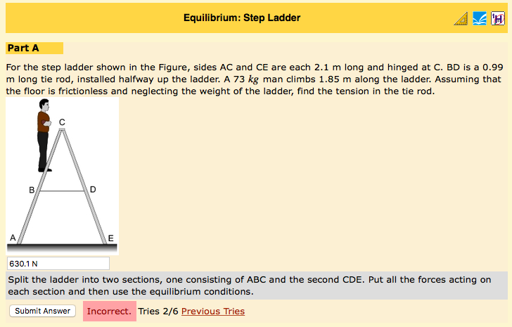 Solved Equilibrium: Step Ladder Part A For the step ladder | Chegg.com