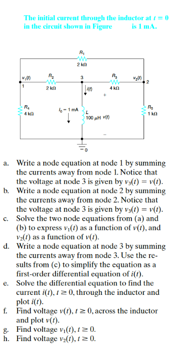Solved The initial current through the inductor at t=0 in | Chegg.com