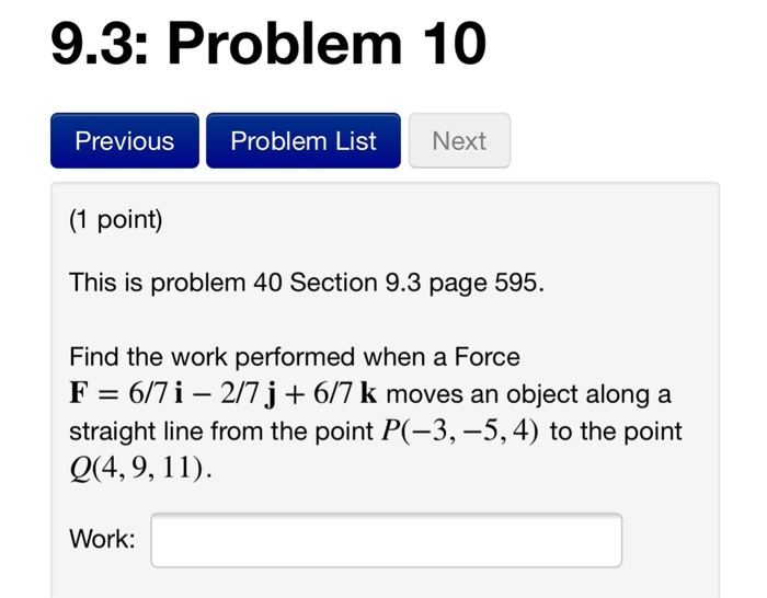 Solved 9.3: Problem7 PreviouS Problem List Next (1 point) | Chegg.com