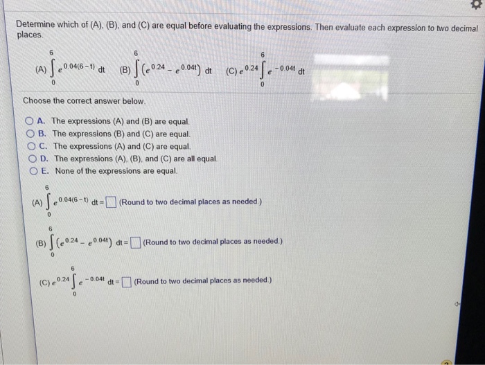 Solved Determine which of (A), (B), and (C) are equal before | Chegg.com
