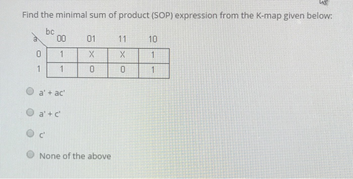 Solved Find the minimal sum of product (SOP) expression from | Chegg.com
