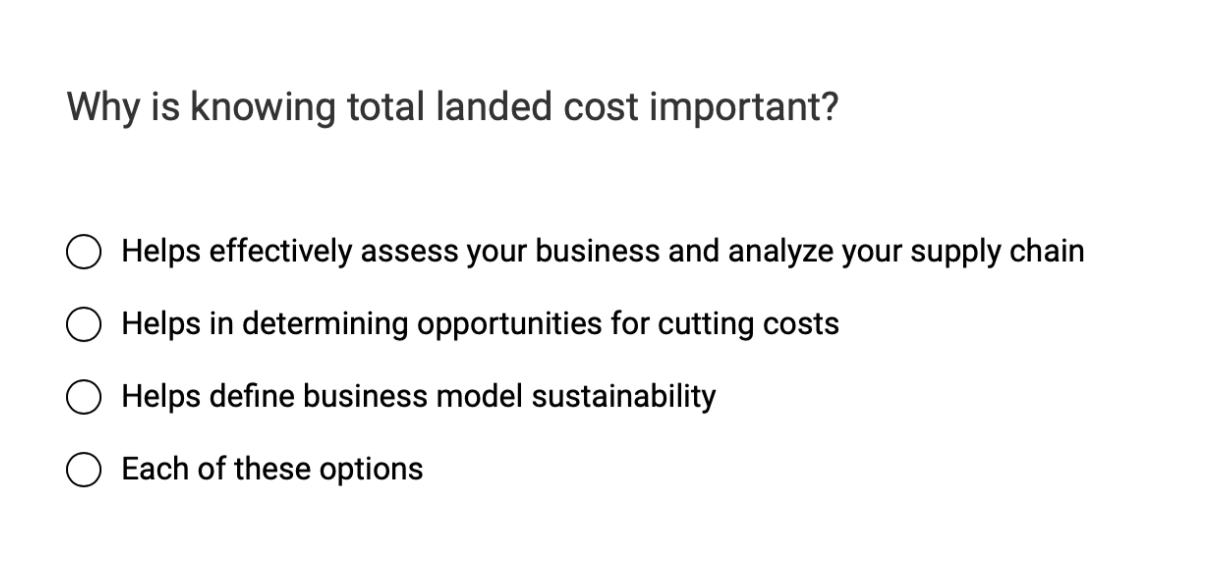 Solved Why is knowing total landed cost important?Helps | Chegg.com