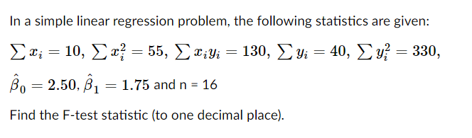 Solved In a simple linear regression problem, the following | Chegg.com