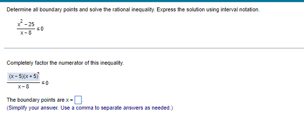 Solved Determine all boundary points and solve the rational | Chegg.com