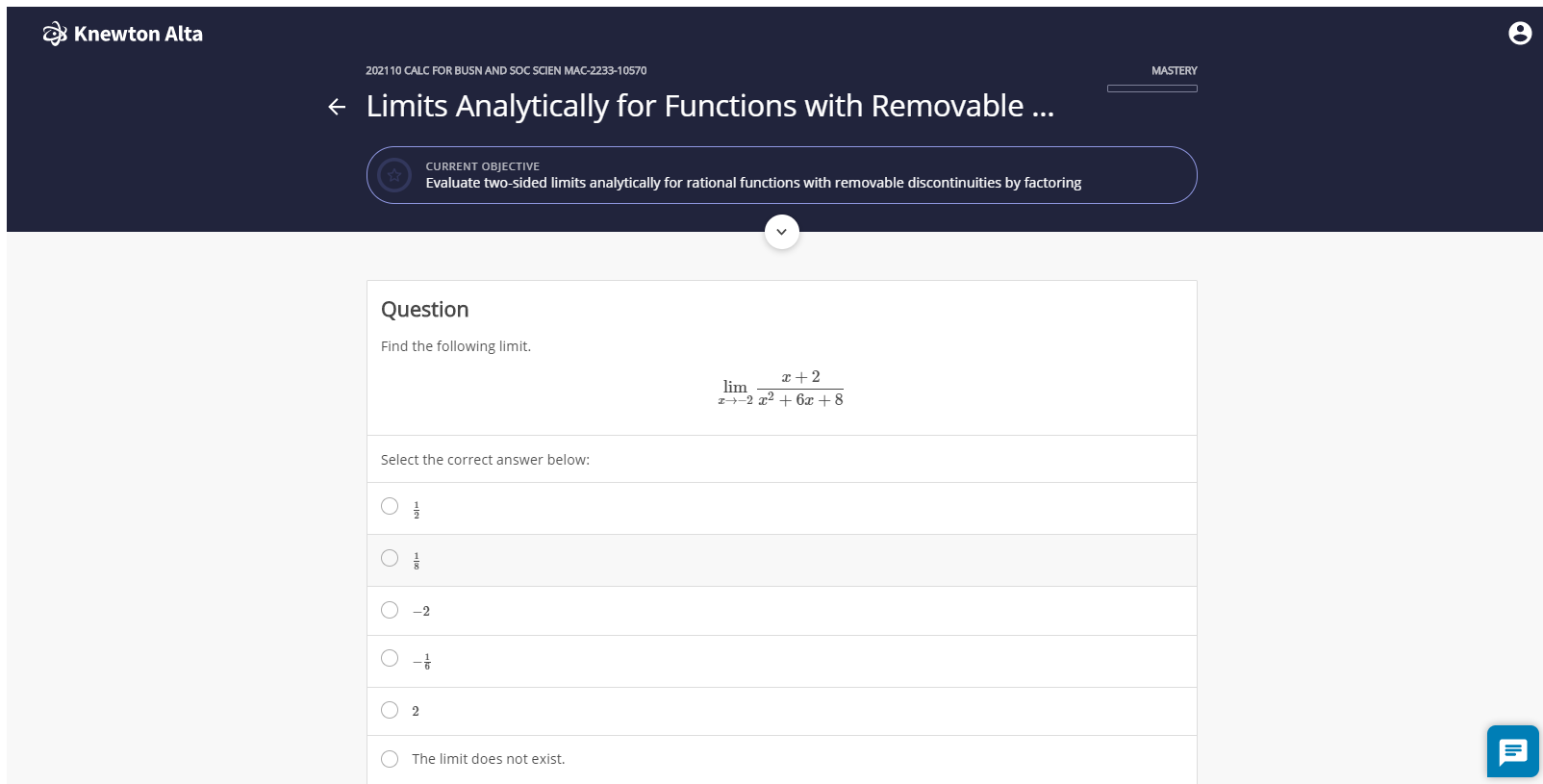 Solved os Knewton Alta 202110 CALC FOR BUSN AND SOC SCIEN | Chegg.com
