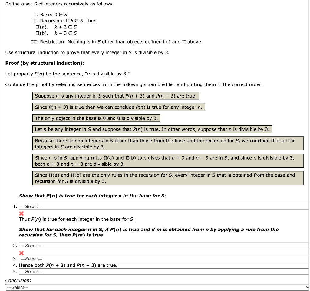 Solved Define a set of integers recursively as follows. I. | Chegg.com