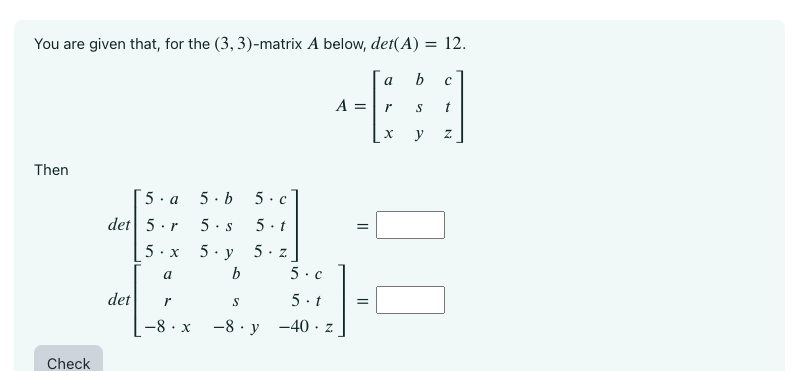 Solved You are given that, for the (3,3)-matrix A below, | Chegg.com