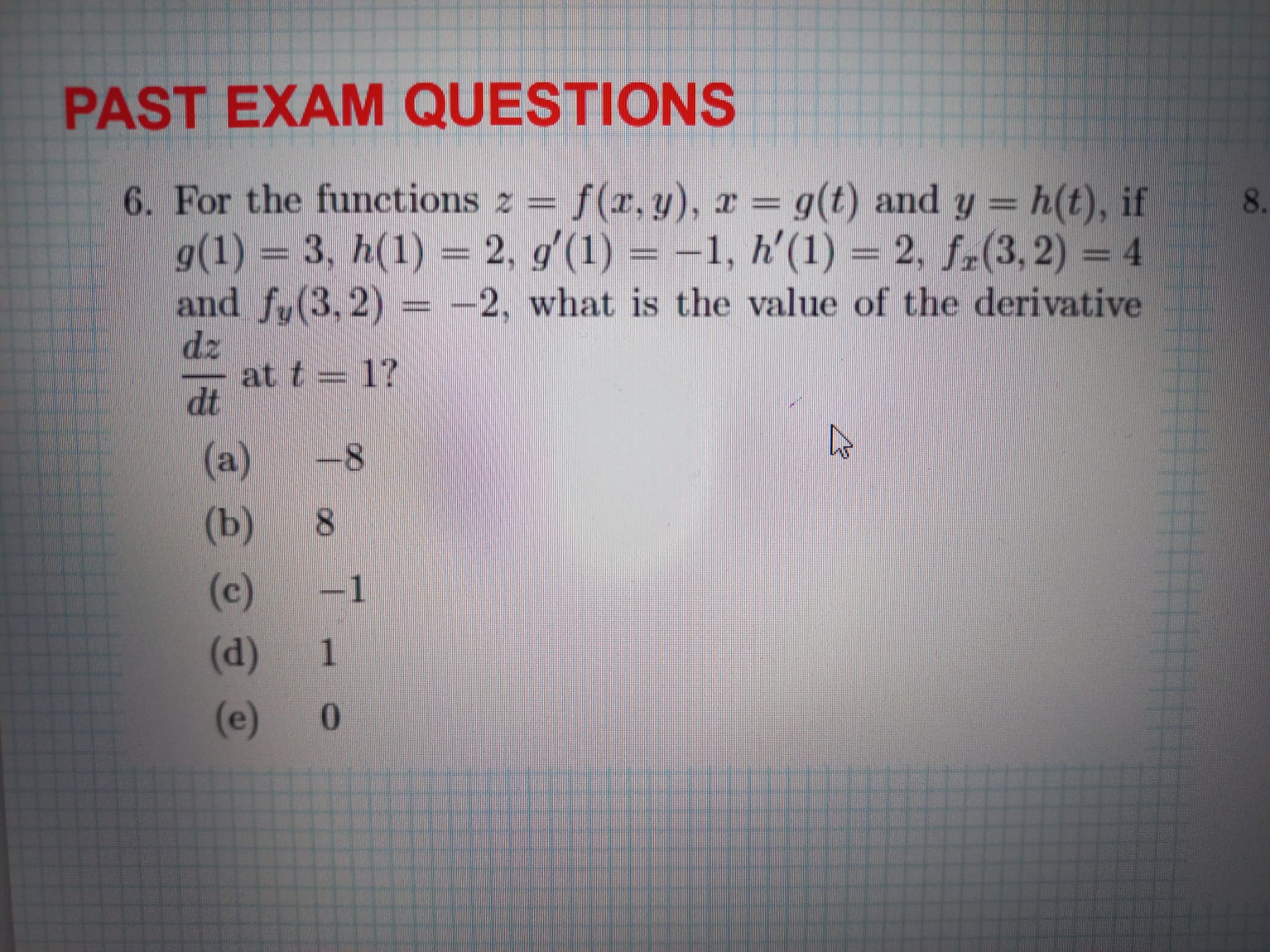 Solved 6. For the functions z=f(x,y),x=g(t) and y=h(t), if | Chegg.com