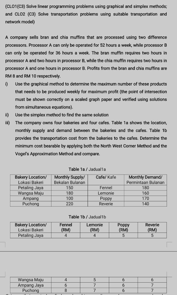 Solved (CL01(C3) Solve linear programming problems using | Chegg.com