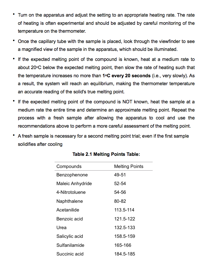 Solved Melting Point Determination Chapter 1: Melting Points | Chegg.com