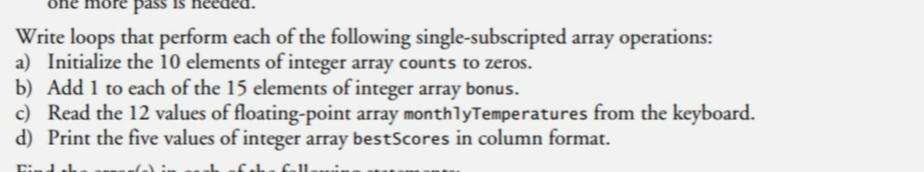 Solved pass Write loops that perform each of the following | Chegg.com