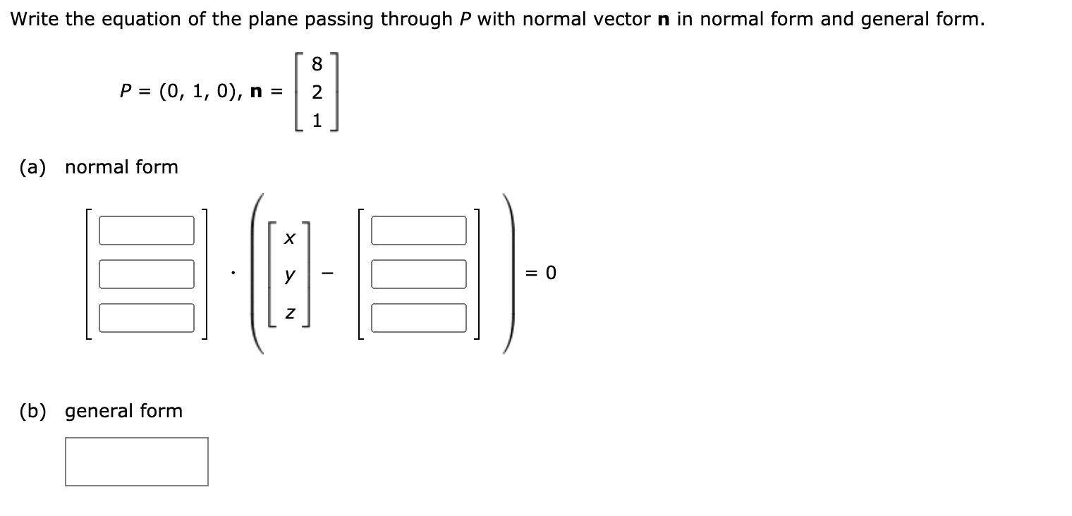 Solved Write The Equation Of The Plane Passing Through P