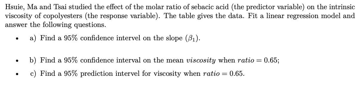 Solved Hsuie, Ma and Tsai studied the effect of the molar | Chegg.com
