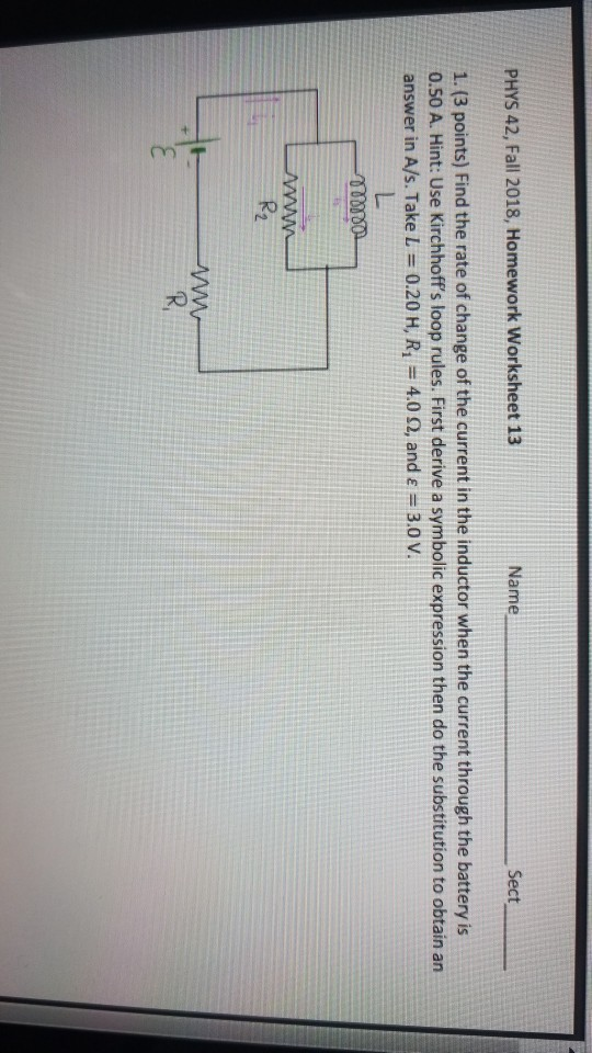 Solved find the rate of change of current in the inductor | Chegg.com