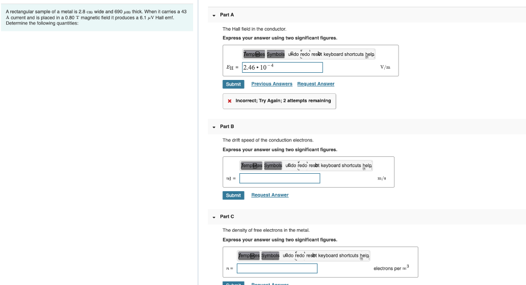 Solved - Part A A rectangular sample of a metal is 2.8 cmn | Chegg.com