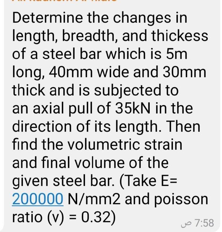 Solved Determine the changes in length, breadth, and | Chegg.com