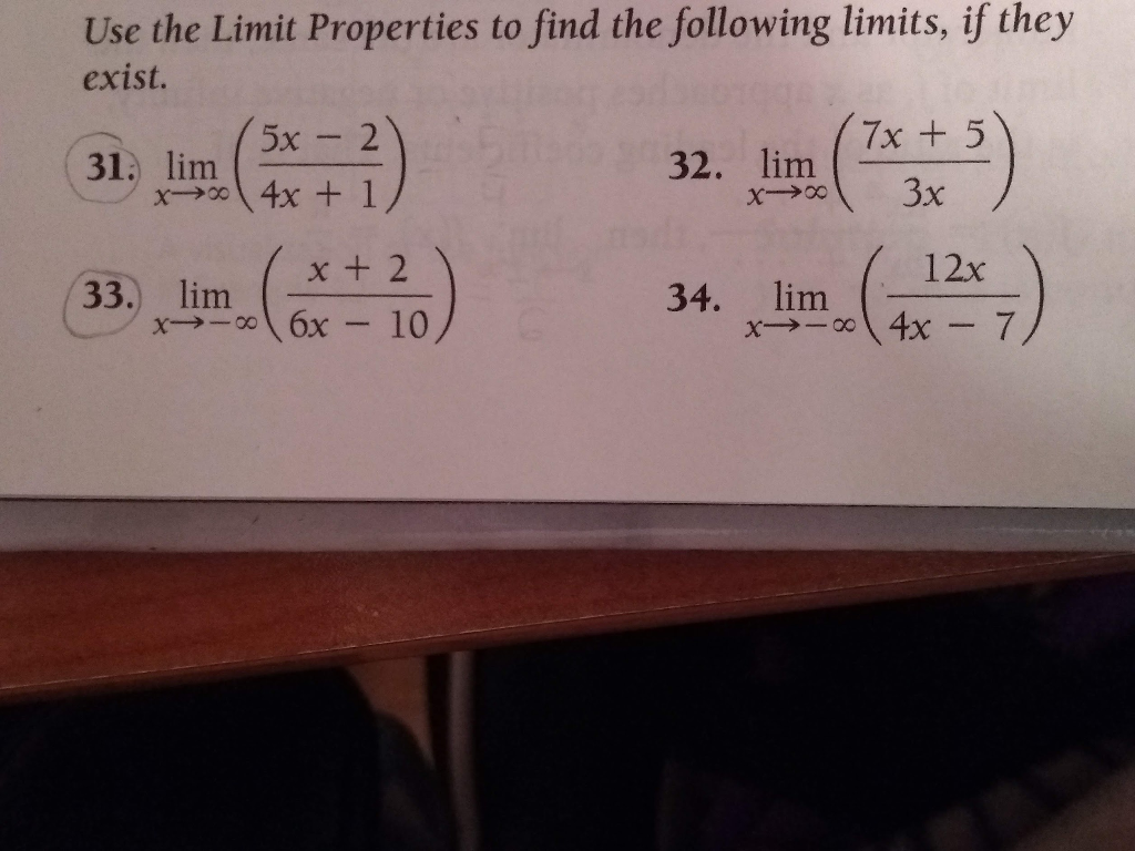 Solved Use The Limit Properties To Find The Following